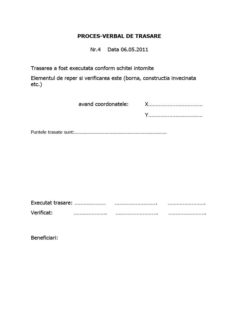 Proces Verbal Trasare TEREN | PDF