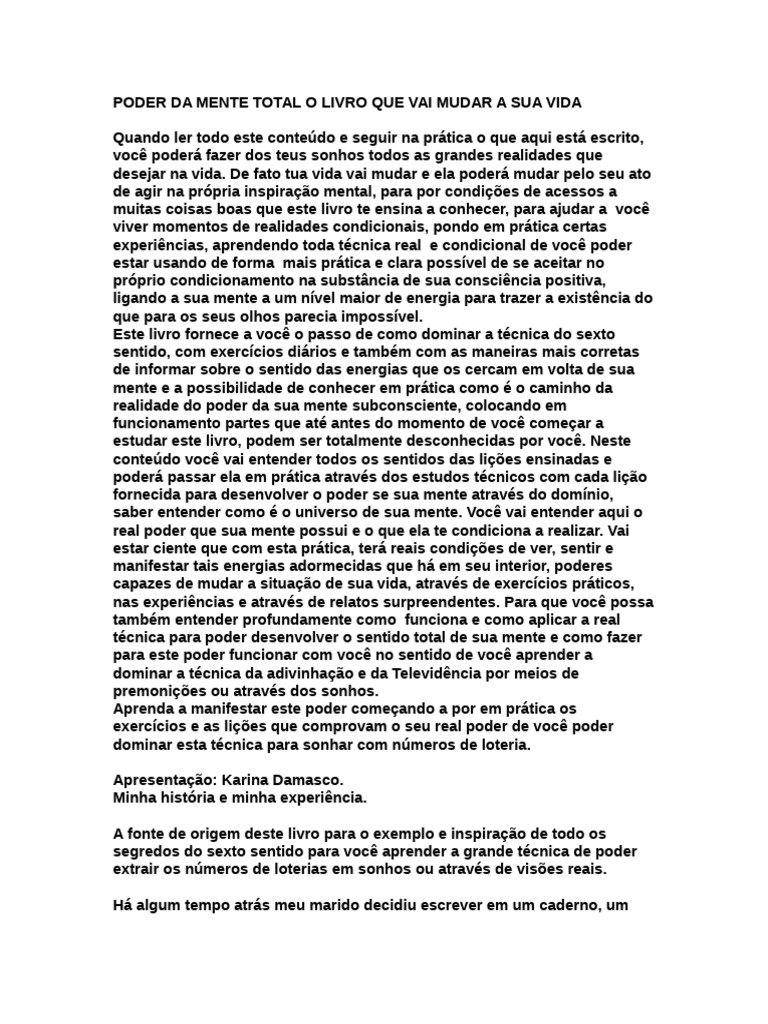 Poder da Mente: Transforme Sua Vida | PDF | Pensamento | Mente