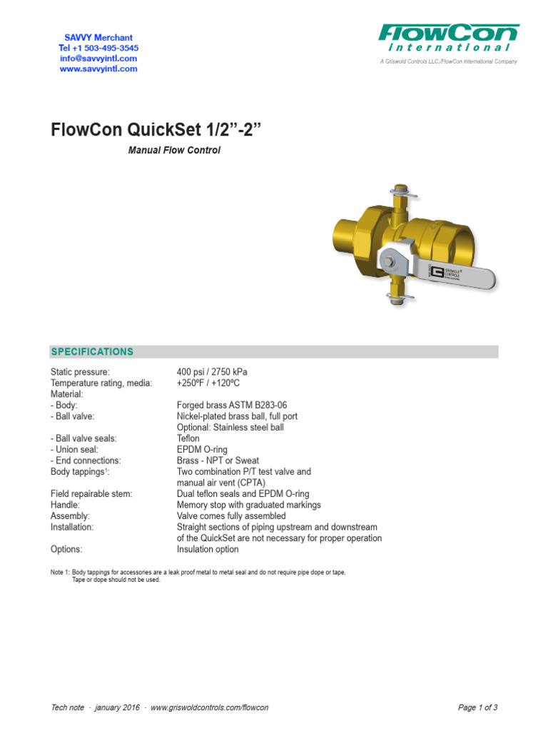 Valve, Manual Flow Control, 12-2, QuickSet | PDF | Valve | Pipe (Fluid ...