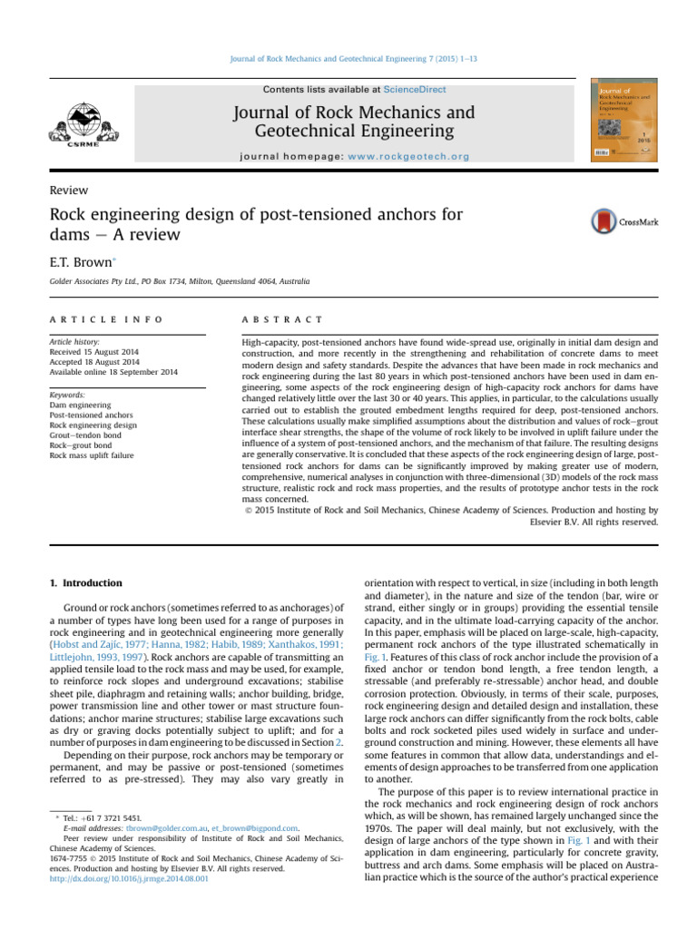 Dam Anchor Design Review | PDF | Strength Of Materials | Stress (Mechanics)