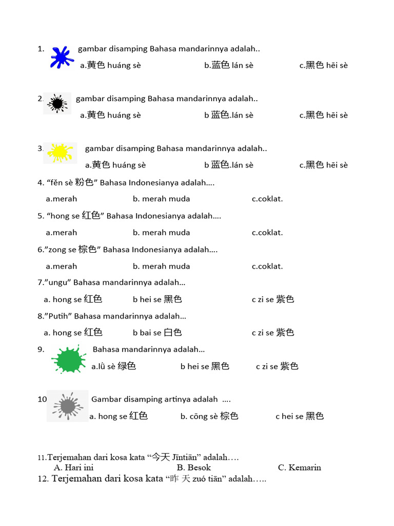 Latihan Soal Mandarin | PDF