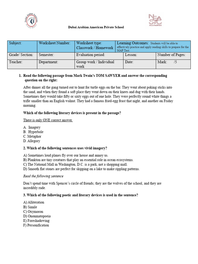 MAP Test Reading Practice Worksheet | PDF | Linguistic Morphology ...