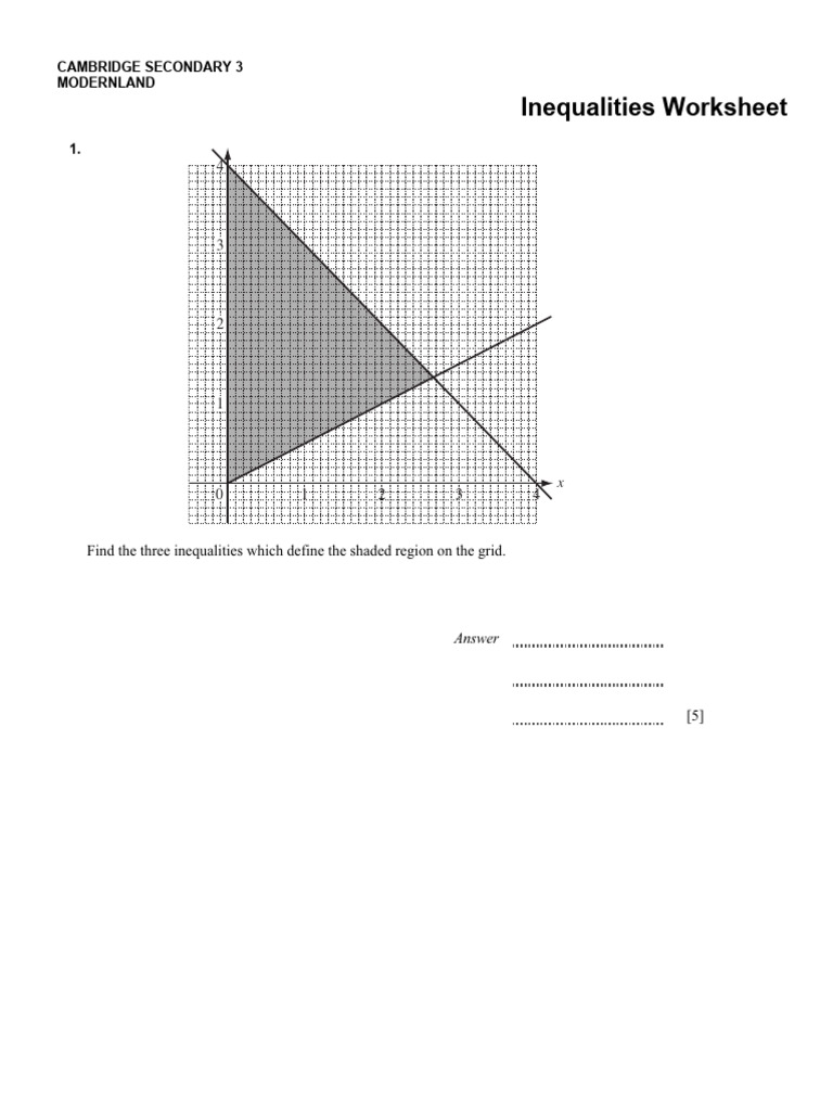 Inequalities Worksheet | PDF