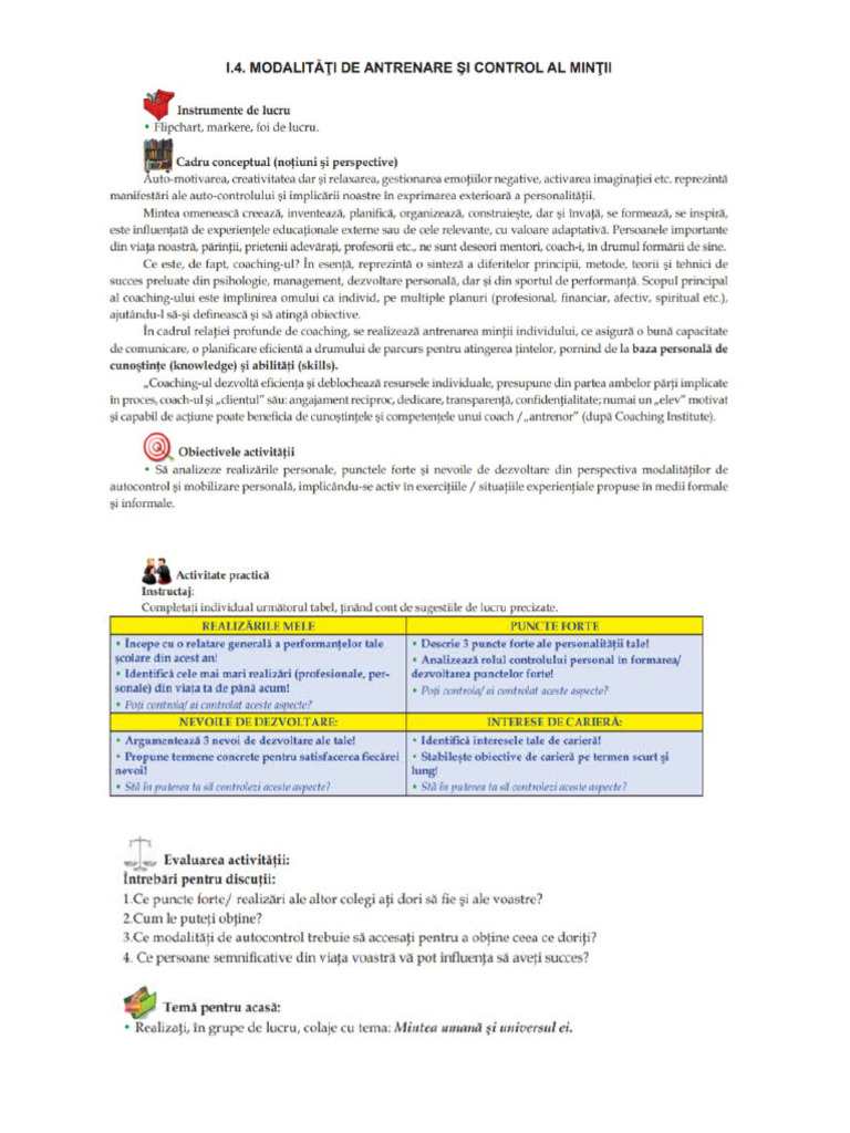 Activ 4 - Modaliatatea de Antrenare Si Control A Mintii | PDF
