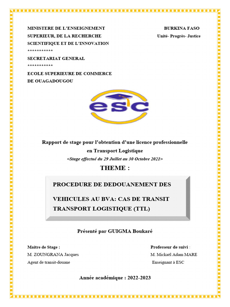 Dédouanement des véhicules au Burkina Faso | PDF | Transport | Comptabilité