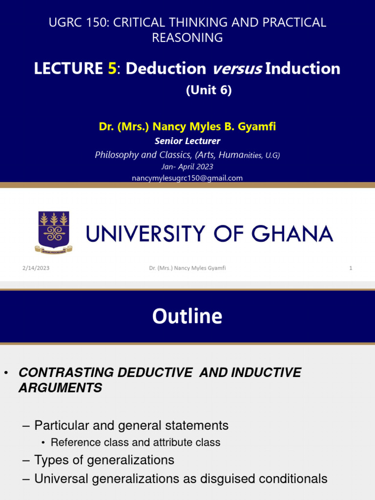 Lecture 5 - Unit 6 - , 2024, Ugrc150 | Download Free PDF | Deductive Reasoning | Argument