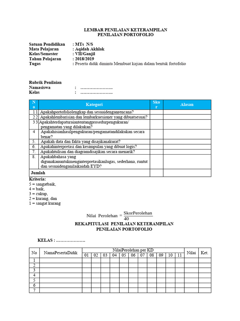 Lampiran Portofolio Kompetensi Keterampilan | PDF