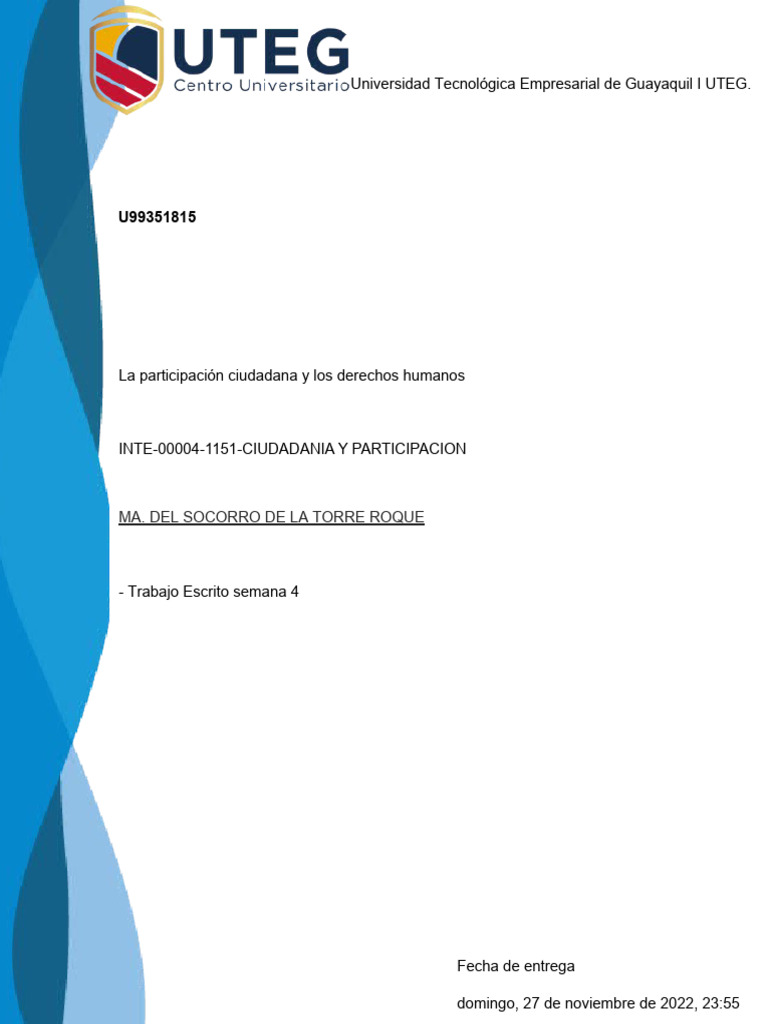 Lizbeth - INTE-00004 - S2 - TRABAJO ESCRITO 2 | PDF | Derechos | Democracia