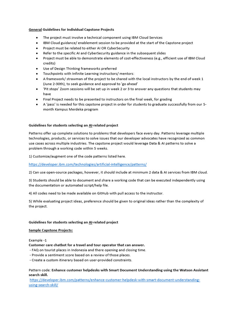 General Guidelines for Individual Capstone Projects | Download Free PDF | Artificial ...