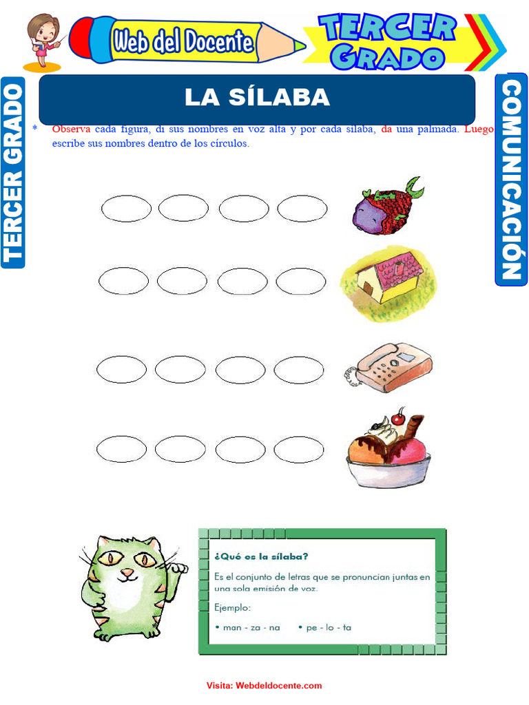 Práctica de La Sílaba para Tercer Grado de Primaria | PDF | Artes del ...