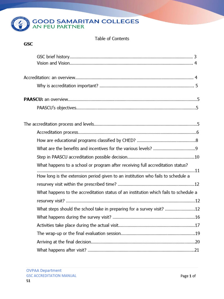Accreditation Process Manual | PDF | Evaluation | Tuition Payments
