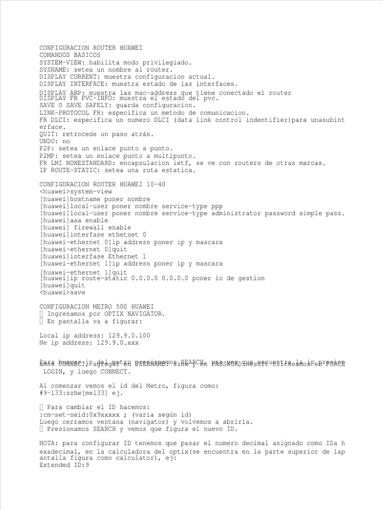Guía de Configuración Router Huawei | PDF | Enrutador (Computación ...