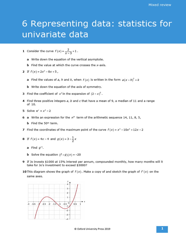 IB AA SL Chapter 6 - Mixed Review | PDF | Mean | Mode (Statistics)