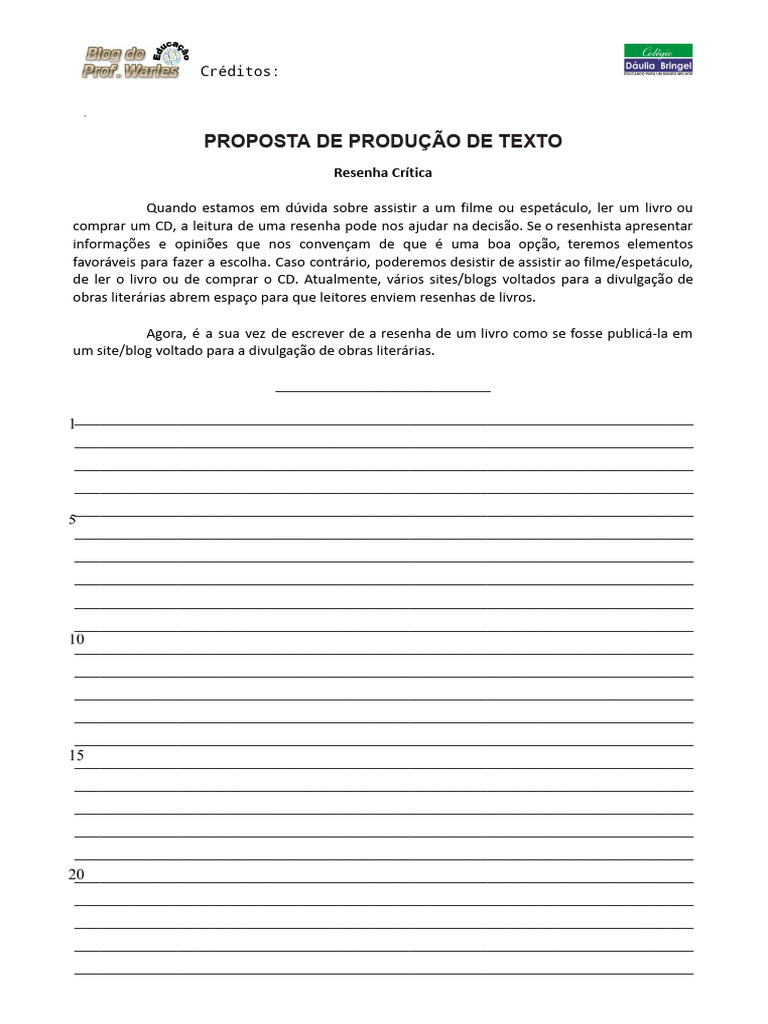 Produção de Texto (Resenha Crítica) | PDF | Blog