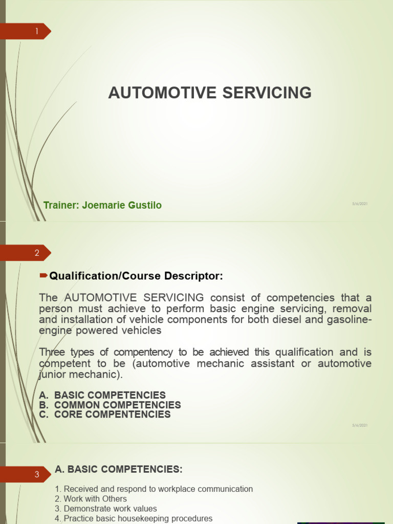 Automotive PPT Lesson Plan-1-92 | PDF | Learning | Occupational Safety ...