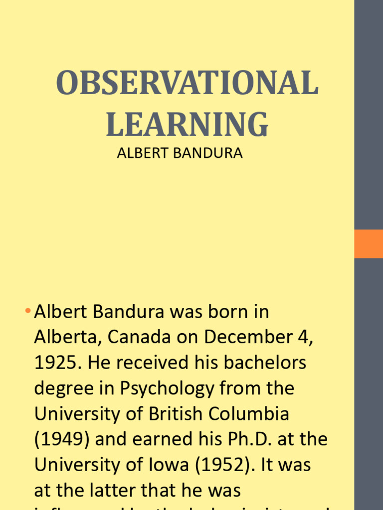 Theories of Learning - Observational Learning - Albert Bandura ...