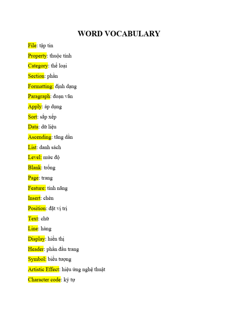 VOCABULARY MICROSOFT | PDF