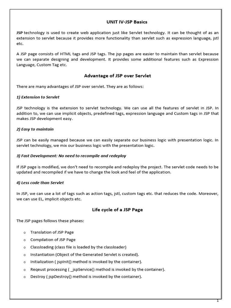 Unit-5 JSP Notes | PDF | Html Element | Software Development Unit-5 JSP Notes | PDF | Html Element | Software Development