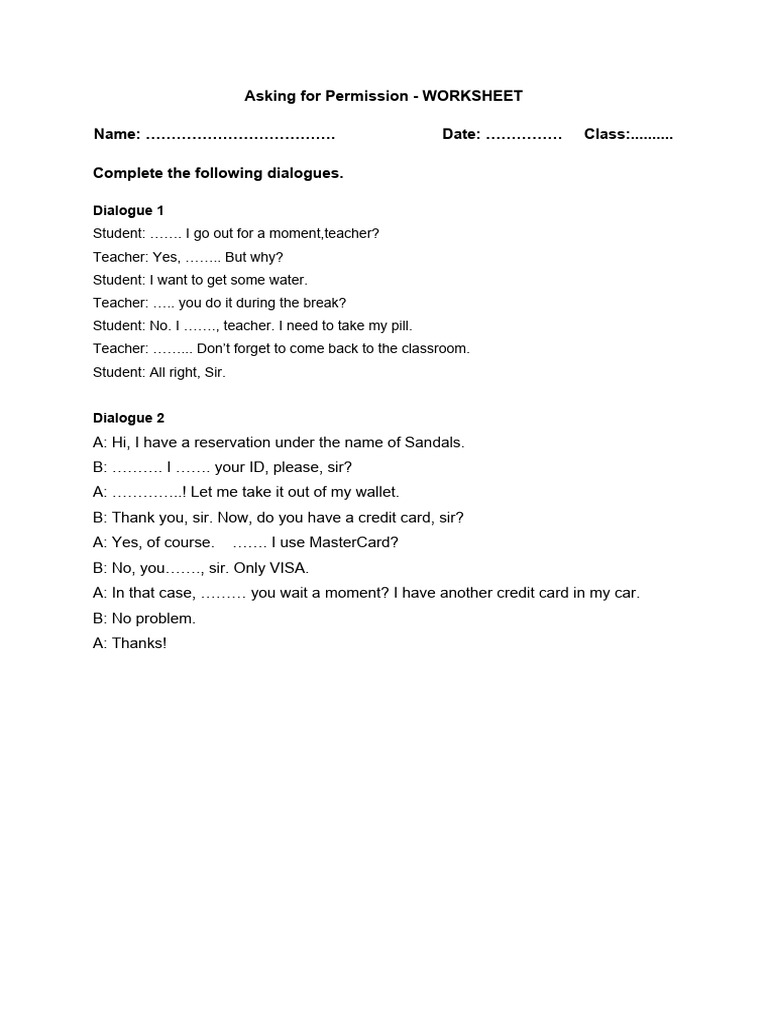 Worksheet Permission | PDF