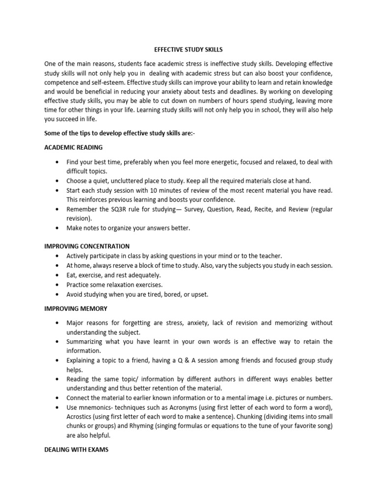 Effective Study Skills | PDF | Study Skills | Cognitive Science