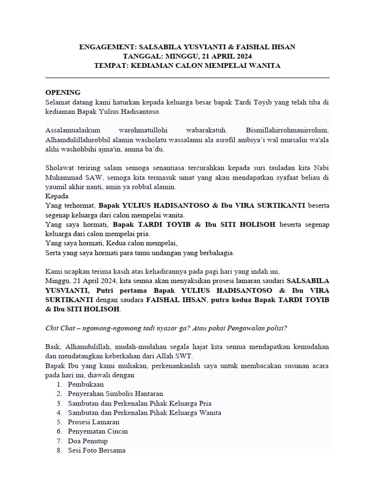 Teks MC Engagement | PDF