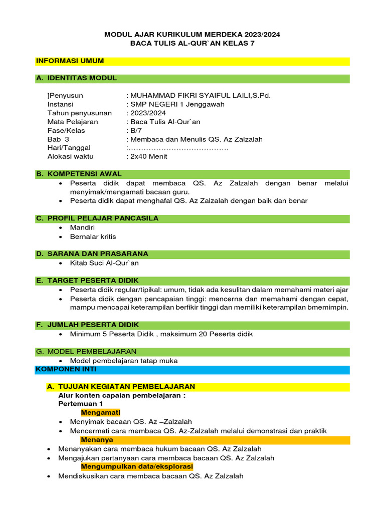 Modul Ajar Bta | PDF | Karier & Perkembangan | Pengembangan Diri