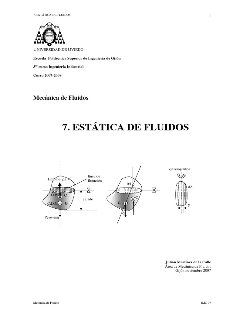 Tema 7 ESTATICA FLUIDOS | PDF | Gases | Mecanica clasica