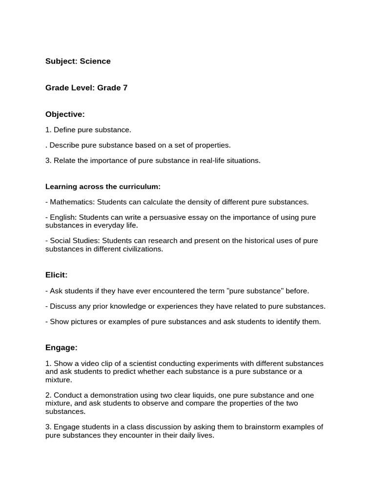 Lesson Plan | PDF | Density | Chemical Substances