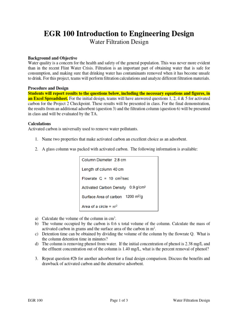 EGR 100 Introduction To Engineering Design | PDF | Adsorption | Filtration