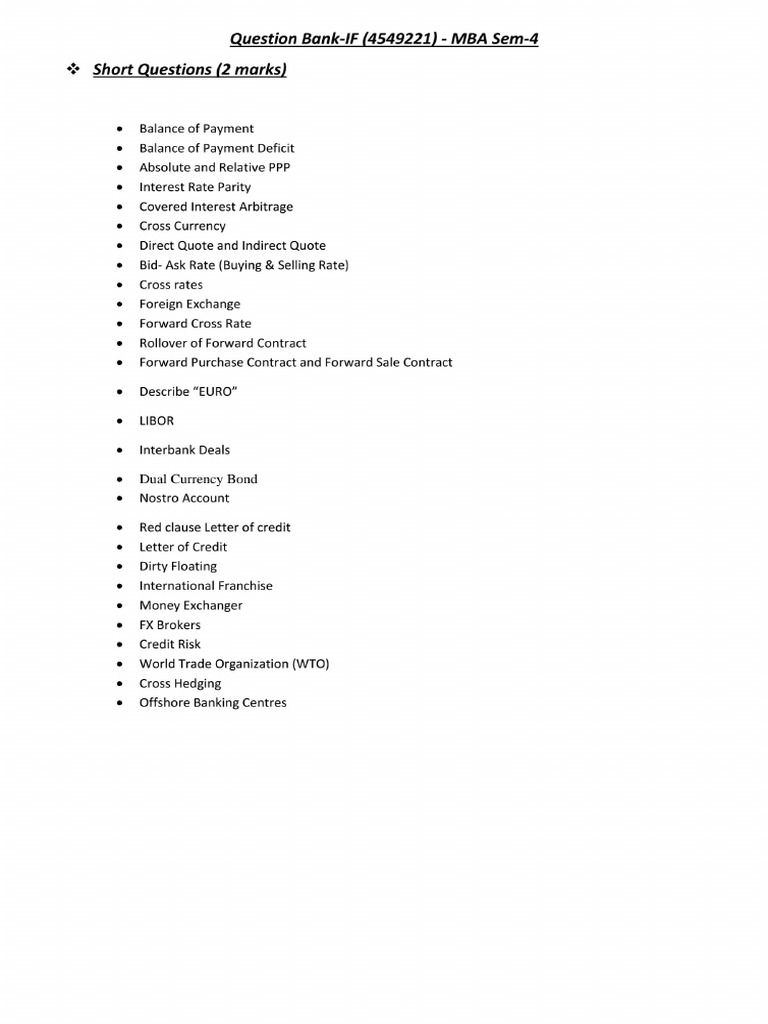 Final Question Bank-IF | PDF