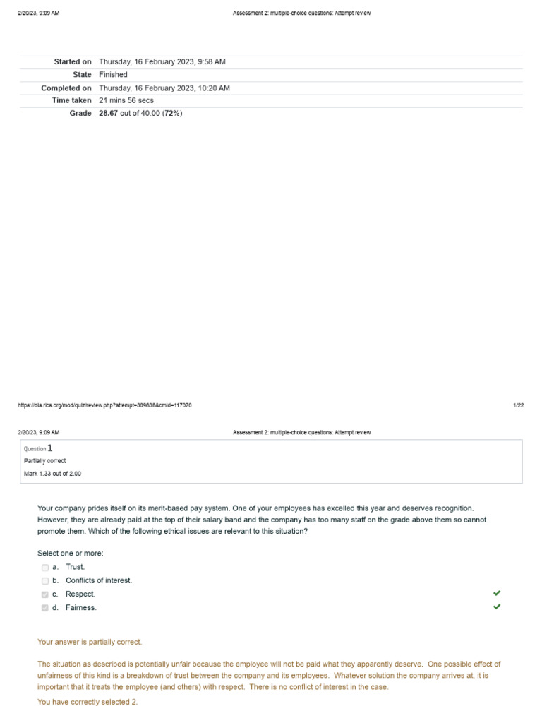Assessment 2 - Multiple-Choice Questions - Attempt Review 4 | PDF | Conflict Of Interest ...