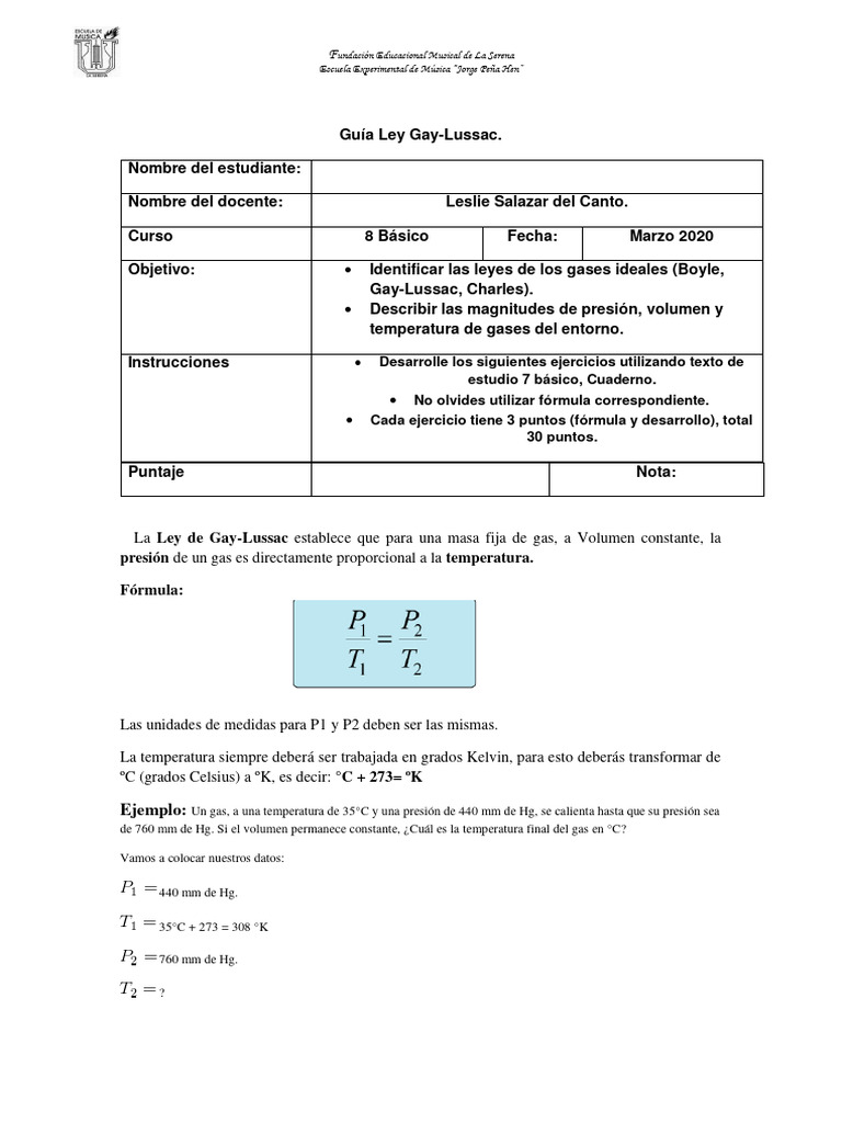 Ejercicios Leyes de Los Gases | PDF | Gases | Temperatura