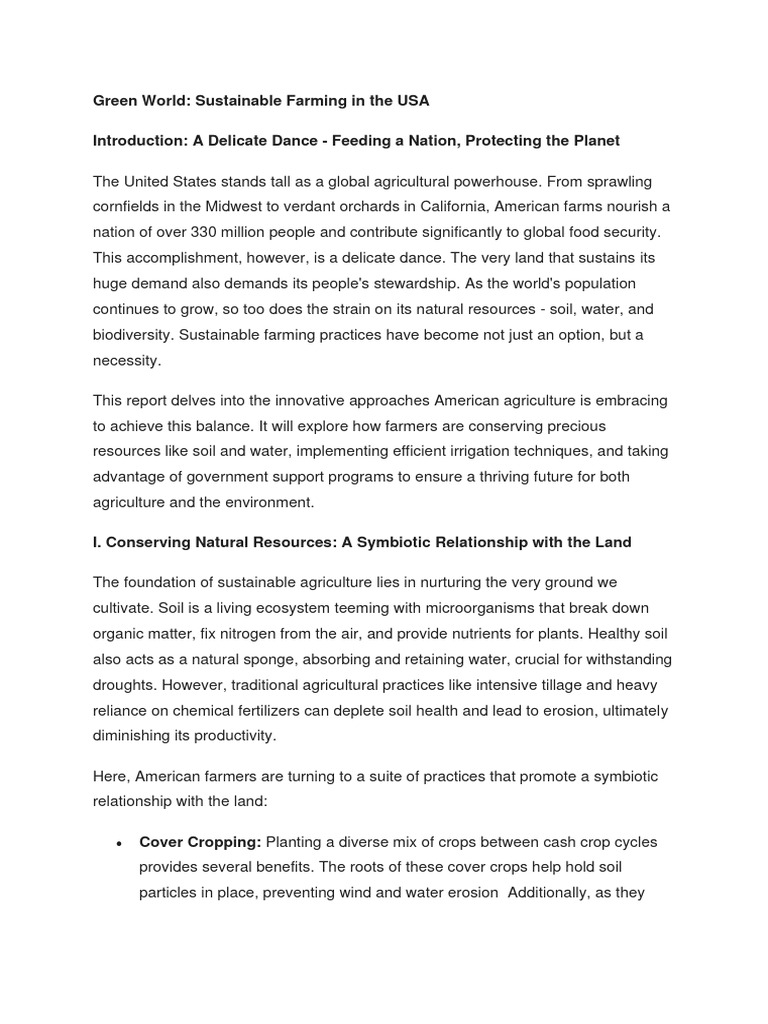 Sustainable Farming in the USA | PDF | Sustainable Agriculture ...