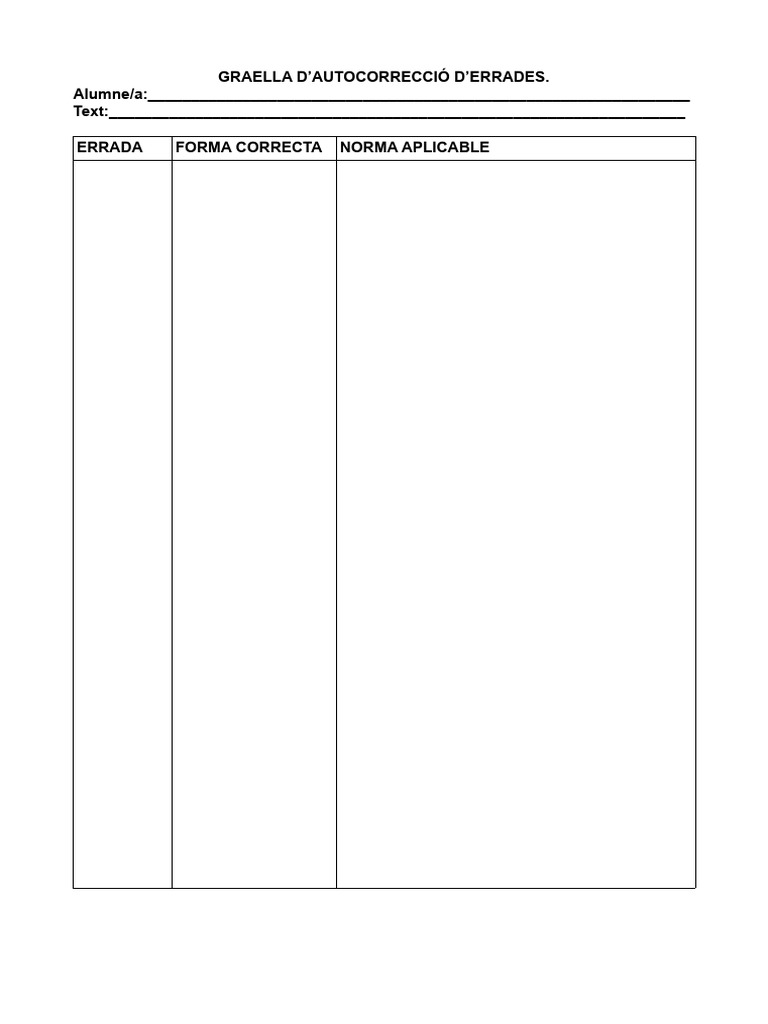 Graella Autocorrecciã | PDF