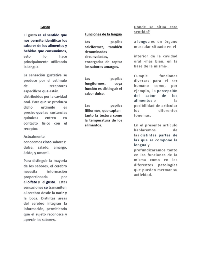 El Gusto | PDF | Gusto | Neurociencia