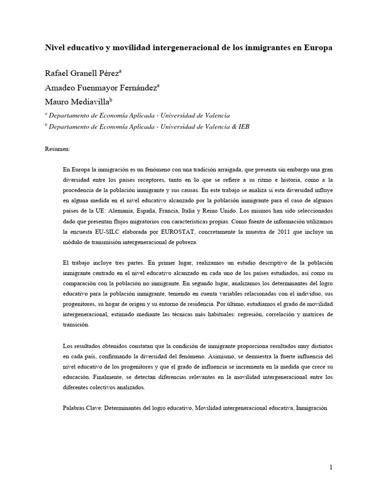 Rafael Granell Pérez Amadeo Fuenmayor Fernández Mauro Mediavilla | PDF | Inmigración | Europa