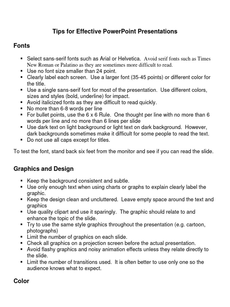 presentation_tips | PDF | Typefaces | Graphics