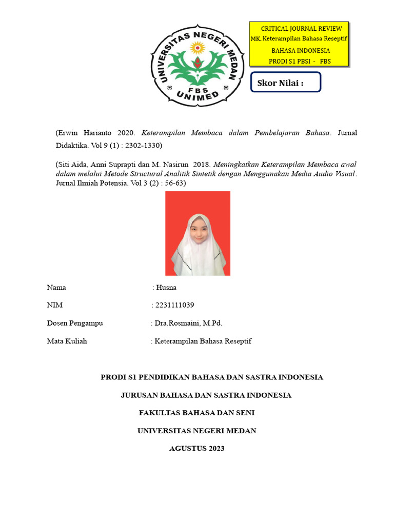 Husna Pbsi B, CJR Keterampilan Bahasa Reseptif | PDF
