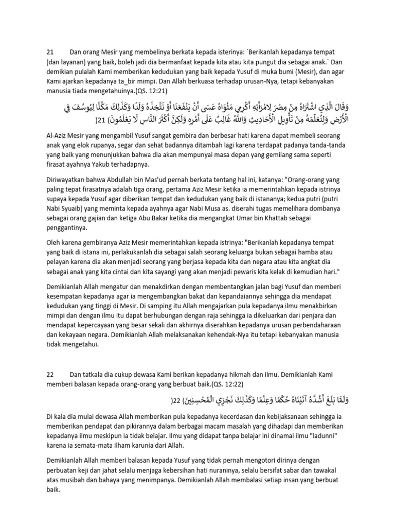 Surat Yusuf - 021 - 034 | PDF