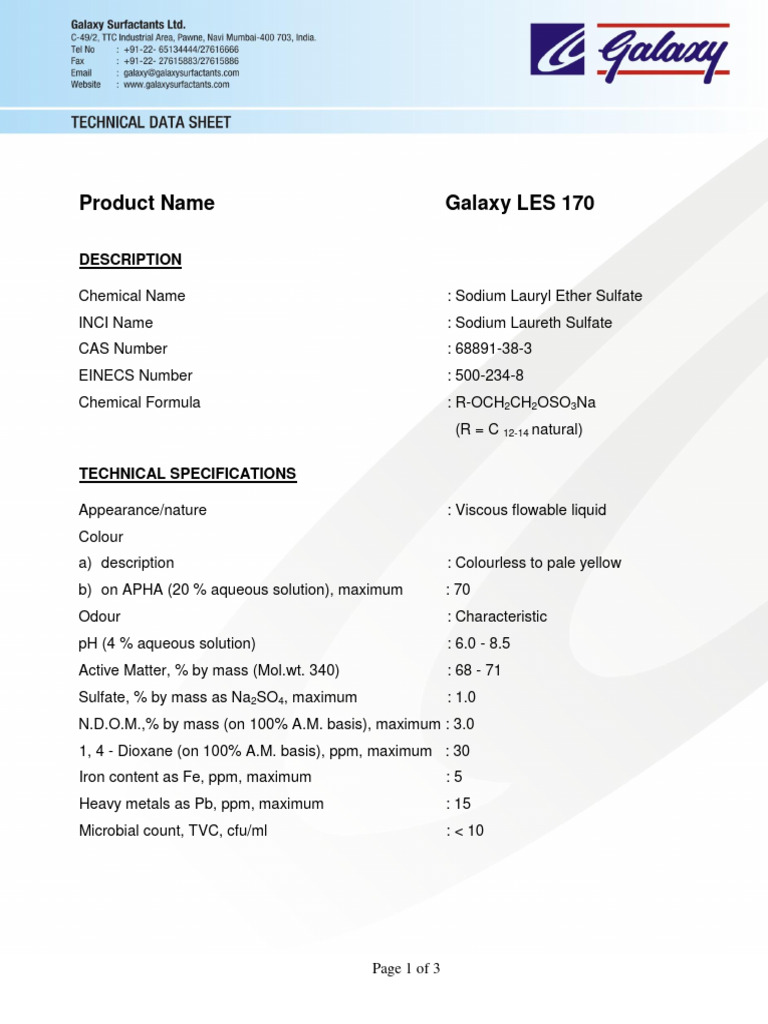 Galaxy-Les-170 - MSDS | PDF | Atoms | Chemical Elements
