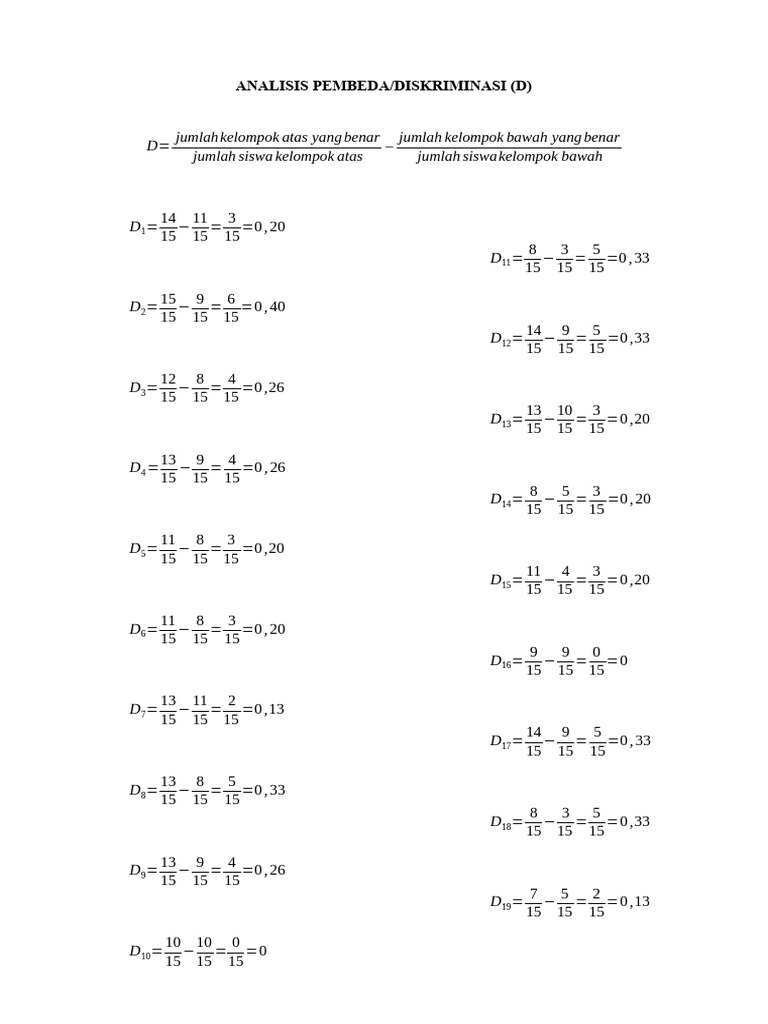Analisis Daya Pembeda Soal Ujian | PDF