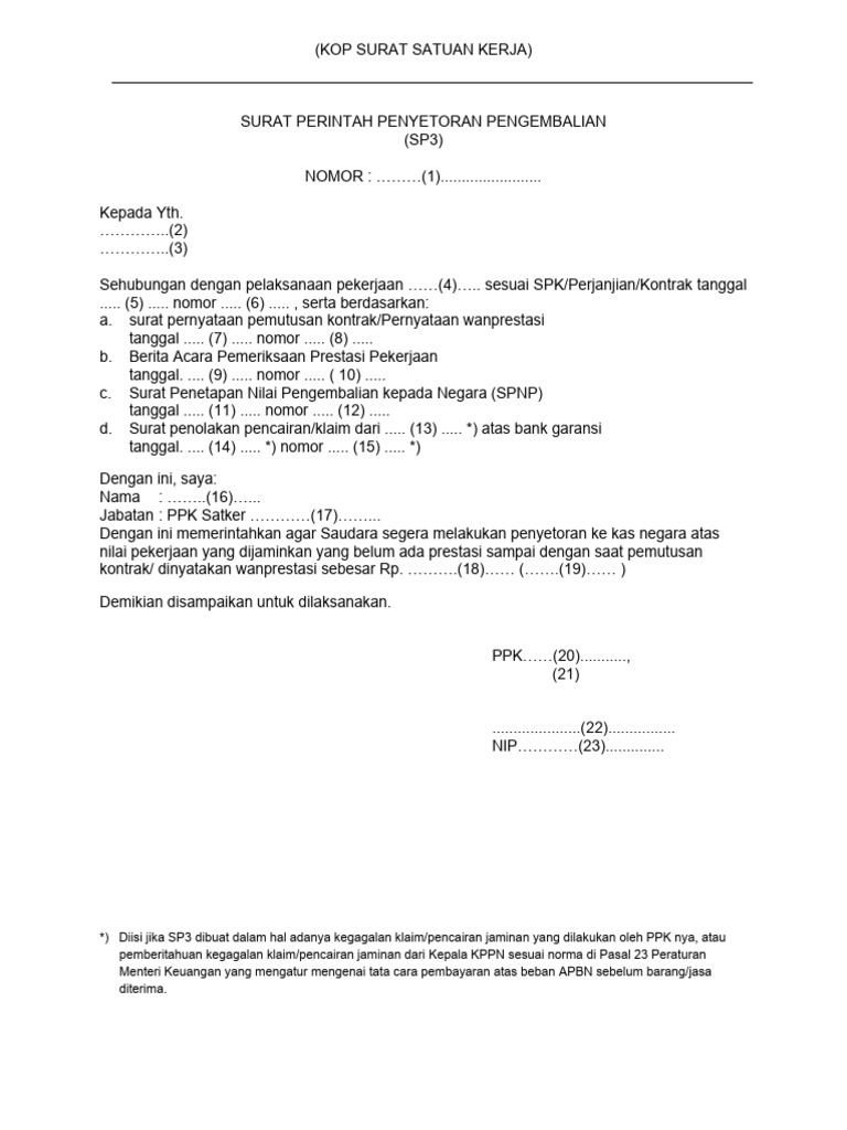 Lamp L PER-8-PB-2022 Surat Perintah Penyetoran Pengembalian (SP3) | PDF | Pengelolaan Keuangan ...
