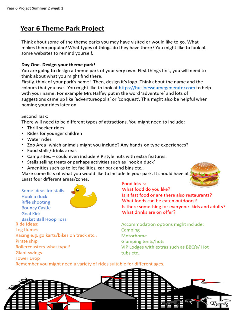 Year 6 Theme Park Design Project | PDF | Amusement Park