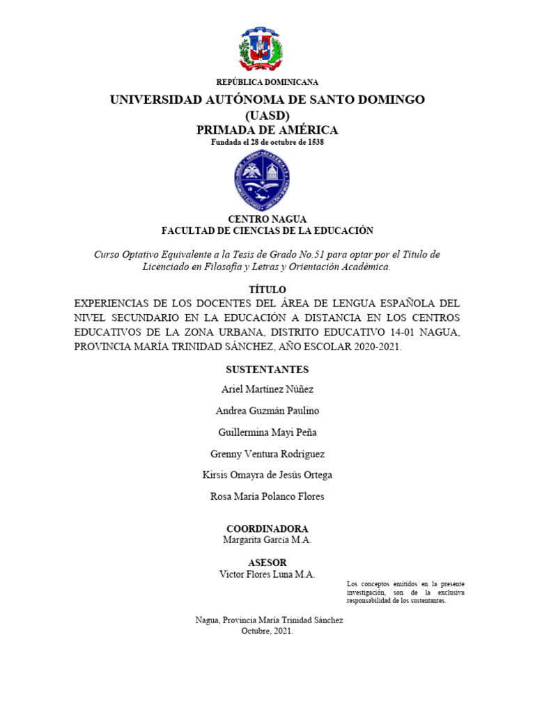 Monográfico UASD | PDF | Enseñando | Educación a distancia