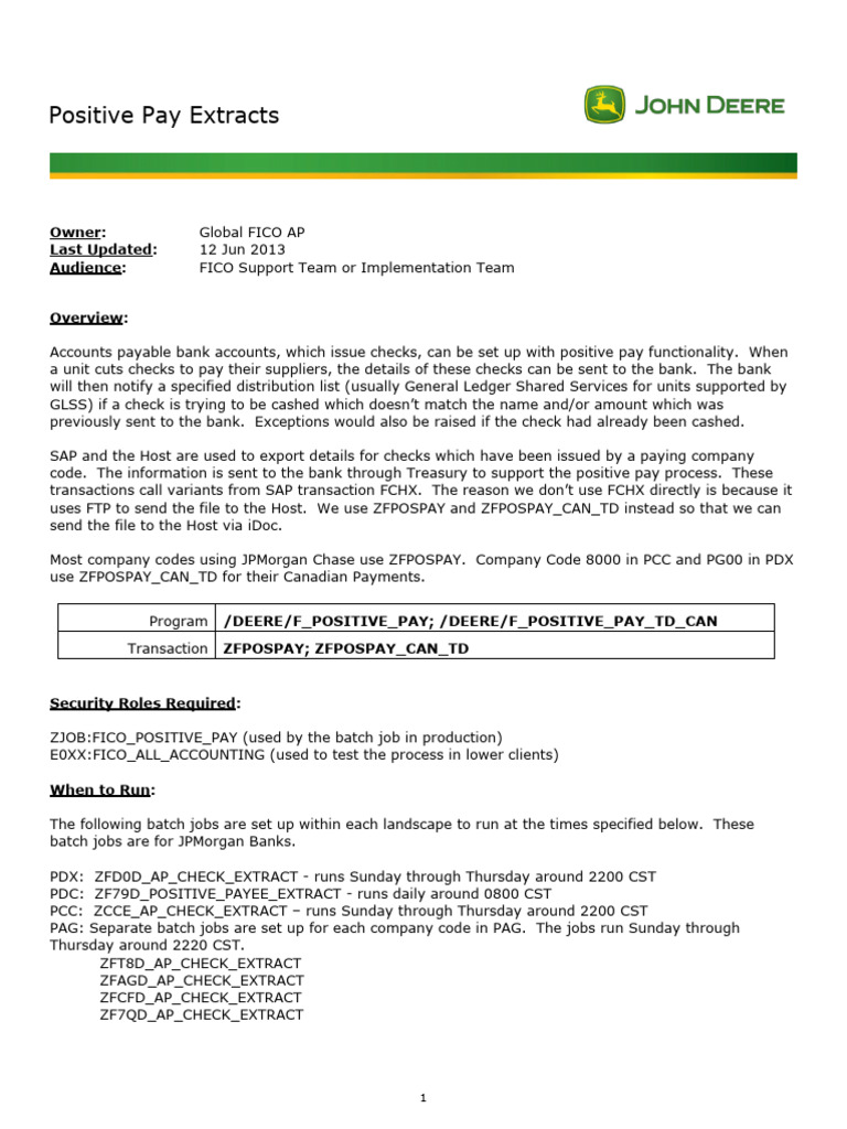 Positive Pay Processes | PDF | Jp Morgan Chase | Accounts Payable
