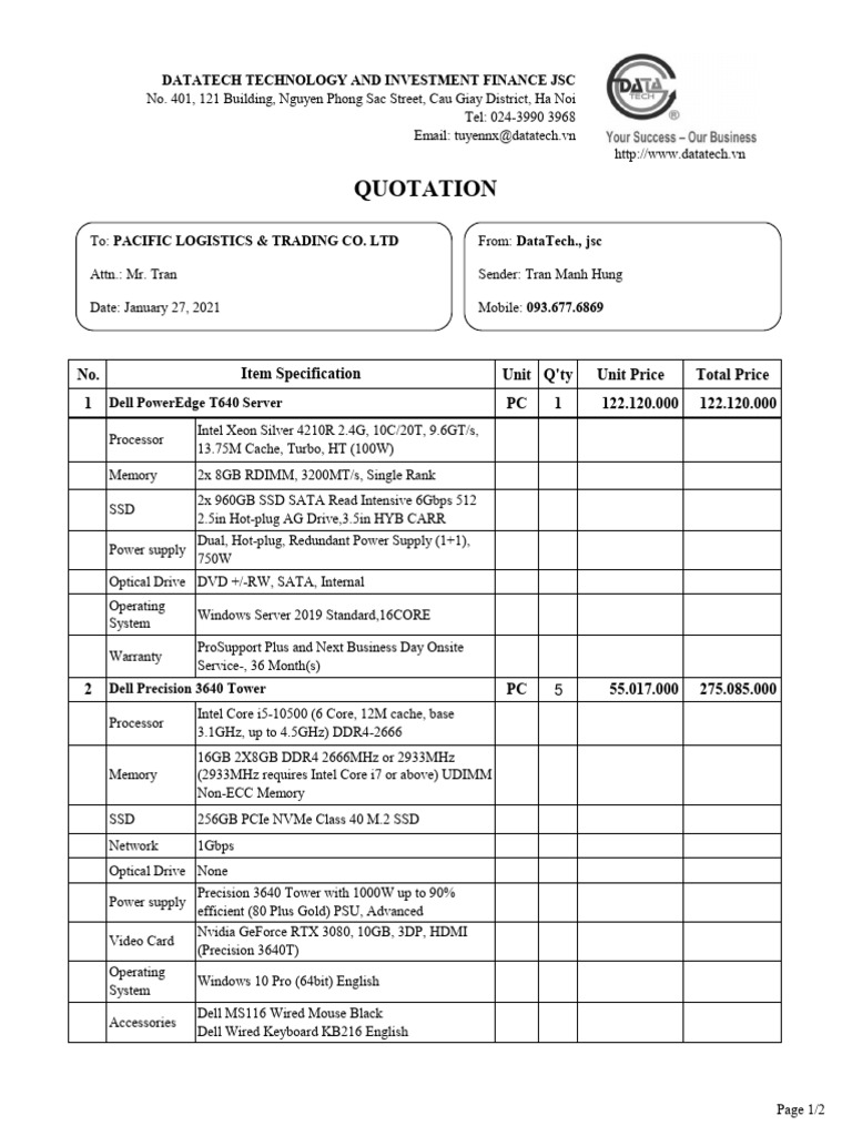 Dell Server and PC Quotation 2021 | PDF | Solid State Drive | Computer ...