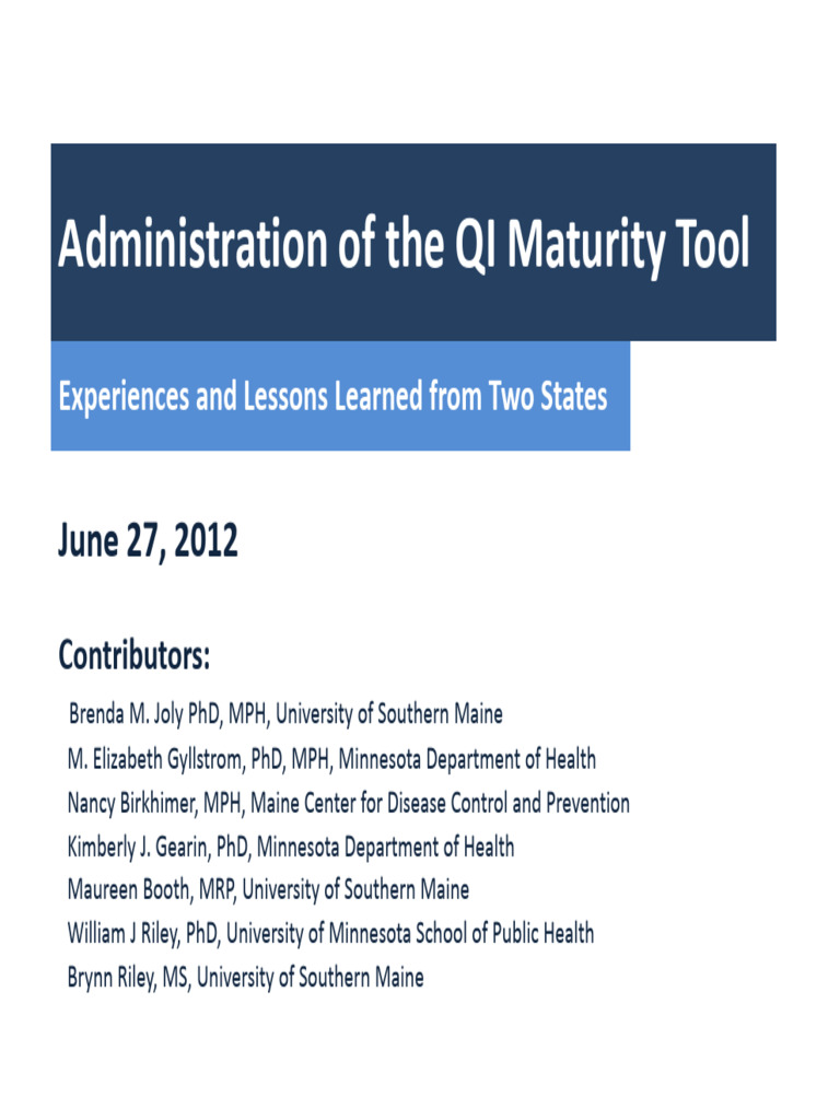 Administration of The QI Maturity Tool | PDF | Psychometrics