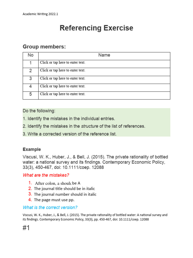Group Work - Referencing Exercise | PDF | Social Science