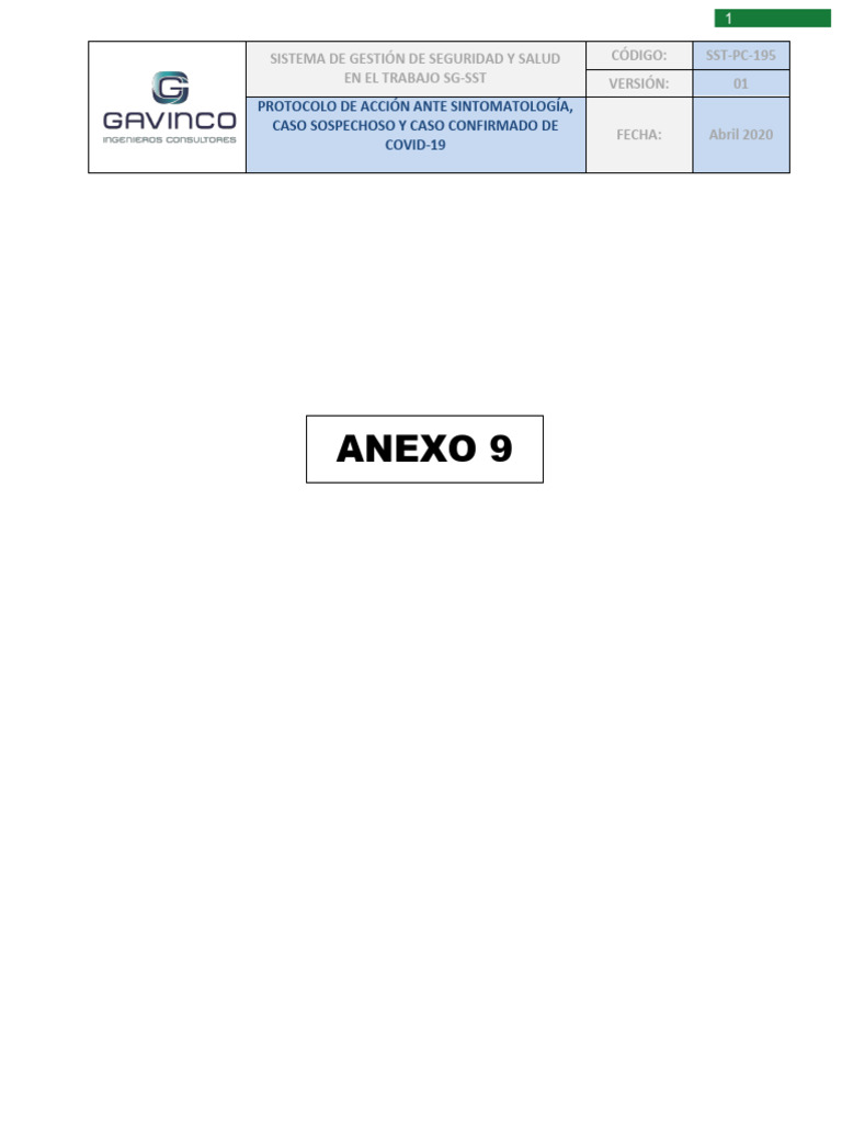 Anx 9 Protoco Sintomas | PDF | Epidemiología | Enfermedades y trastornos