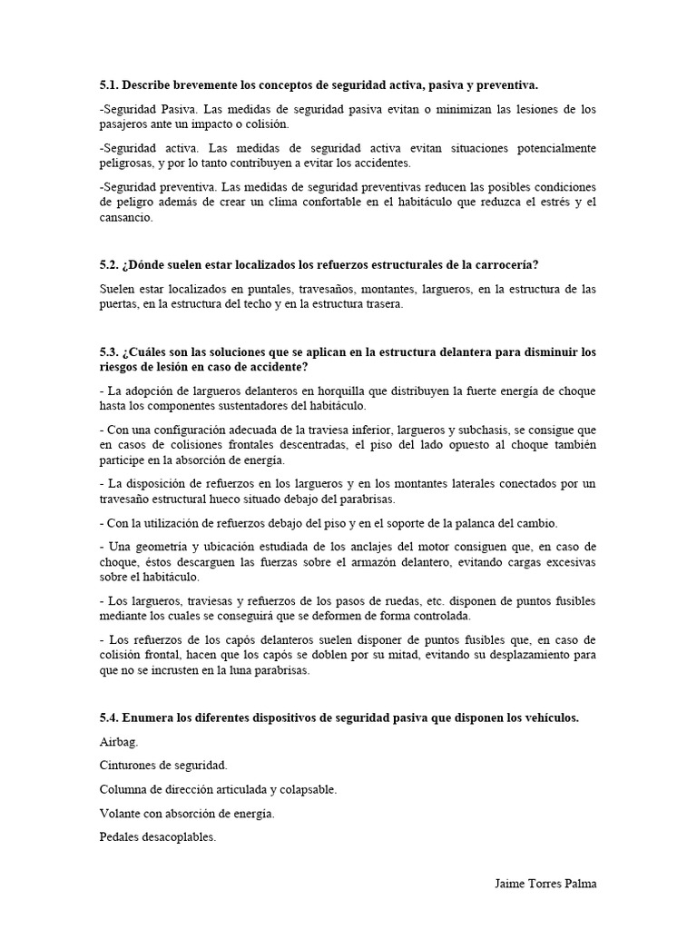 Preguntas Tema 5 | PDF | Airbag | Cinturón de seguridad